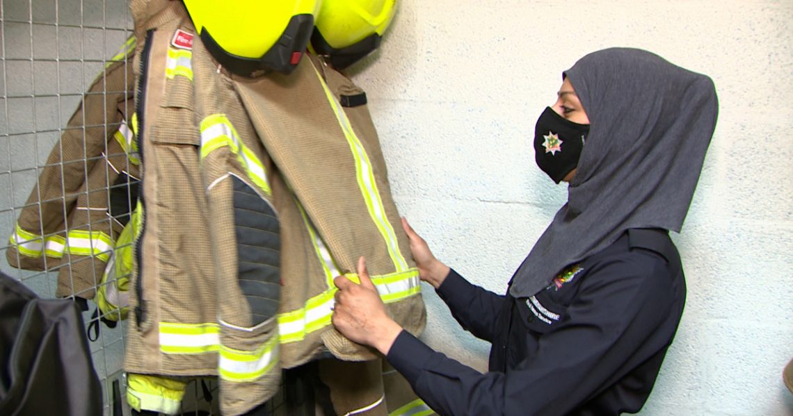 Uroosa Arshid, UK’s first firefighter to wear a hijab